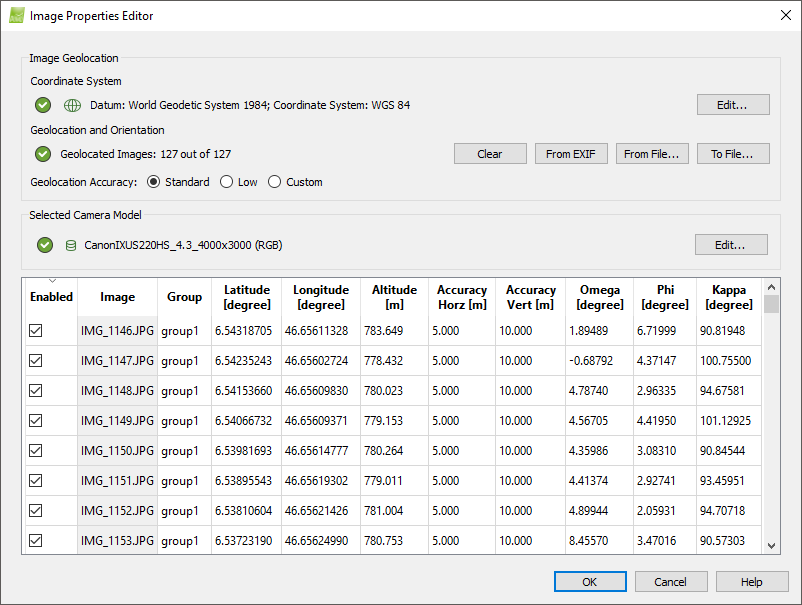 Menu Project > Image Properties Editor... - PIX4Dmapper